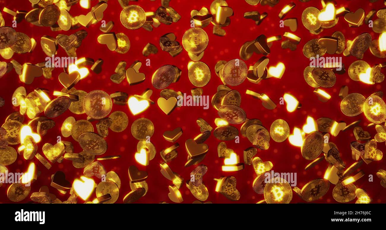 Bitcoin gold heart coin. Cryptocurrency concept. Virtual currency ...