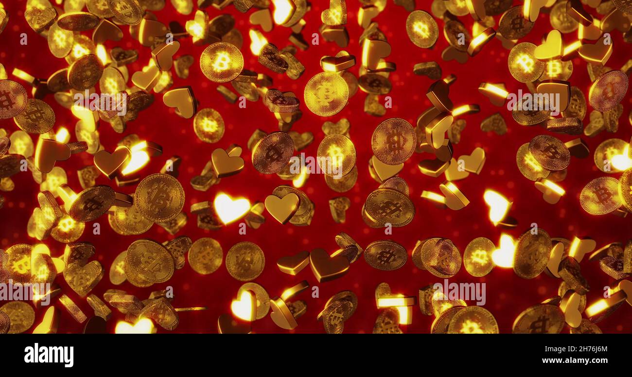 Bitcoin gold heart coin. Cryptocurrency concept. Virtual currency ...