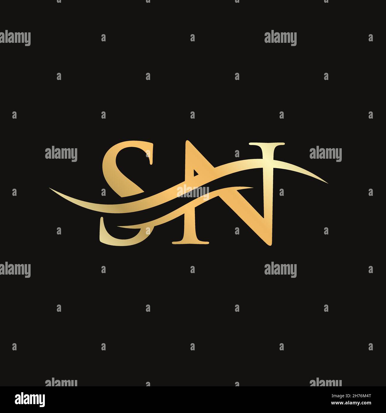 Initial SN letter linked logo vector template. Swoosh letter SN logo ...