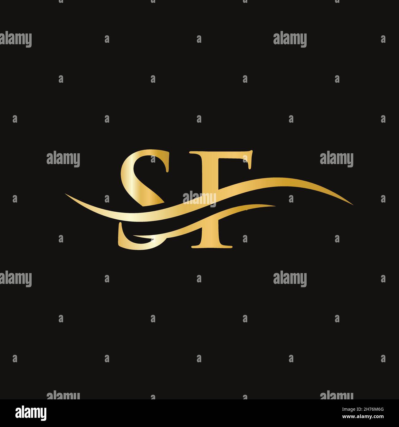 Swoosh Letter SF Logo Design for business and company identity. Water ...