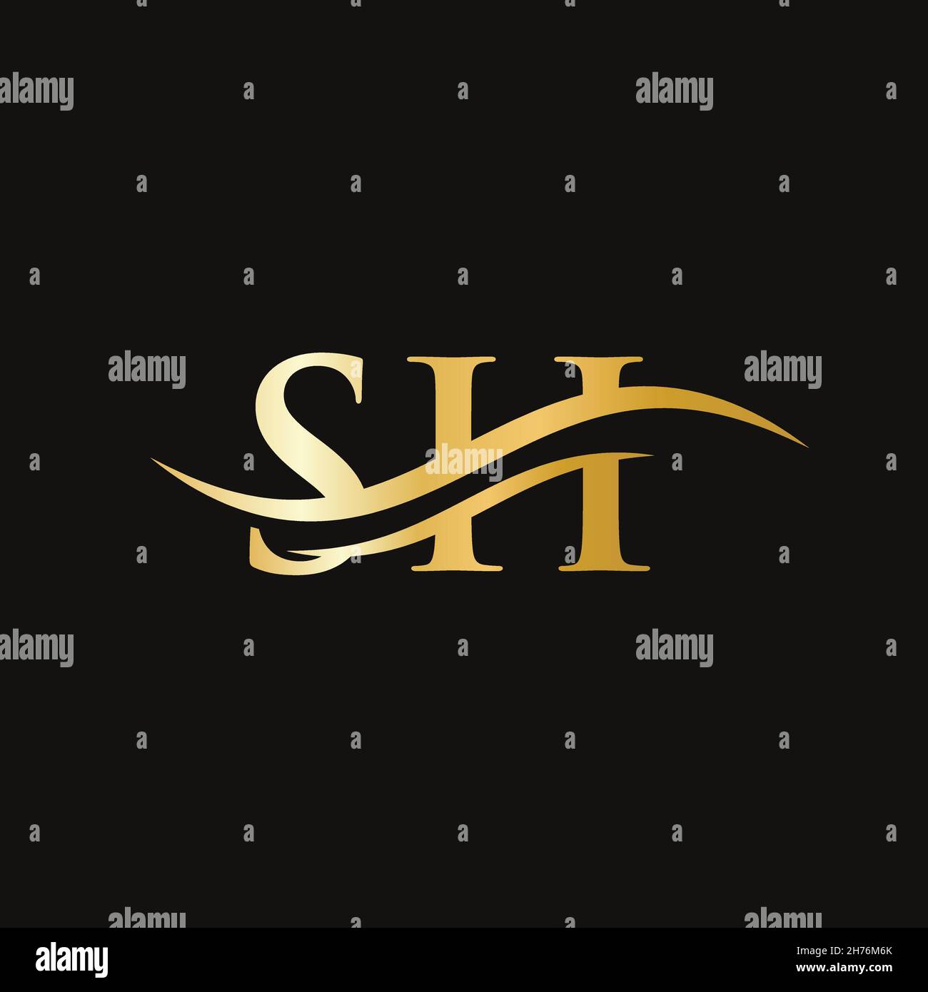 Water Wave SH Logo Vector. Swoosh Letter SH Logo Design for business ...