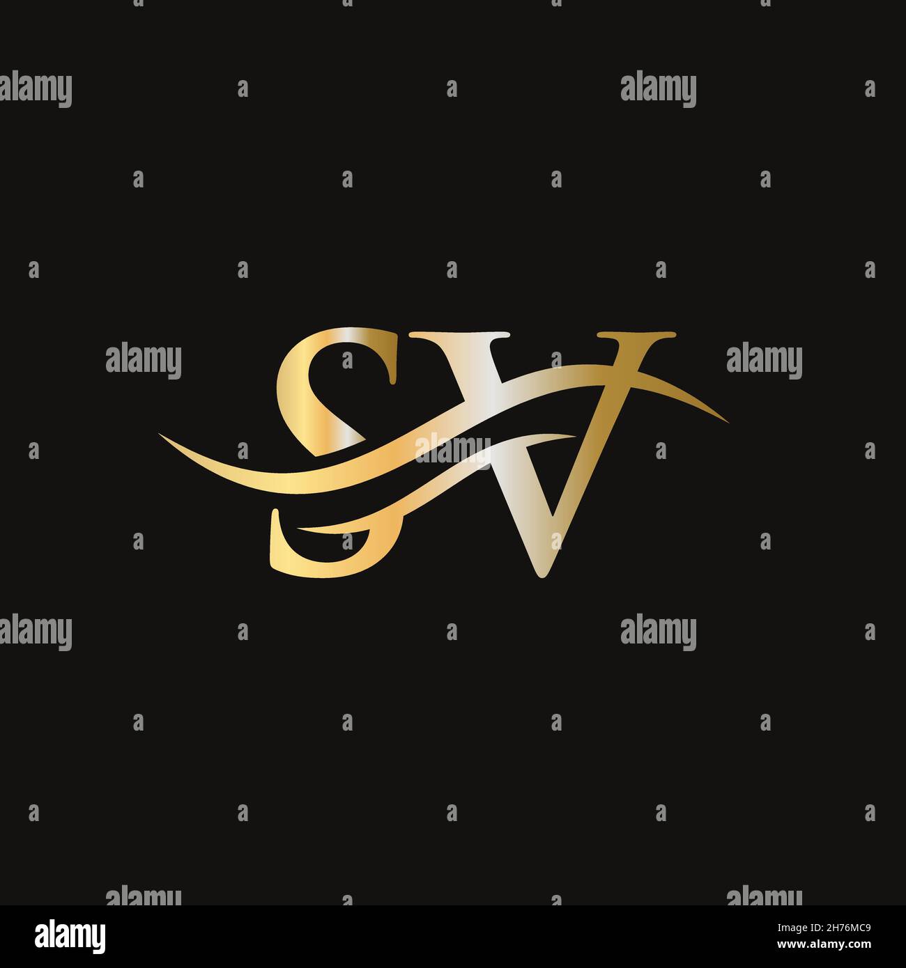 Swoosh Letter SV Logo Design for business and company identity. Water ...