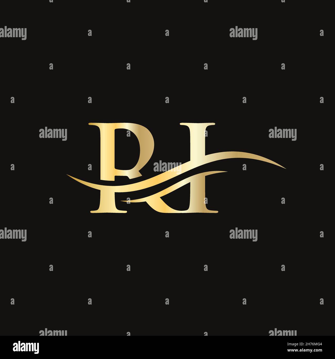RI Linked Logo for business and company identity. Creative Letter RI ...