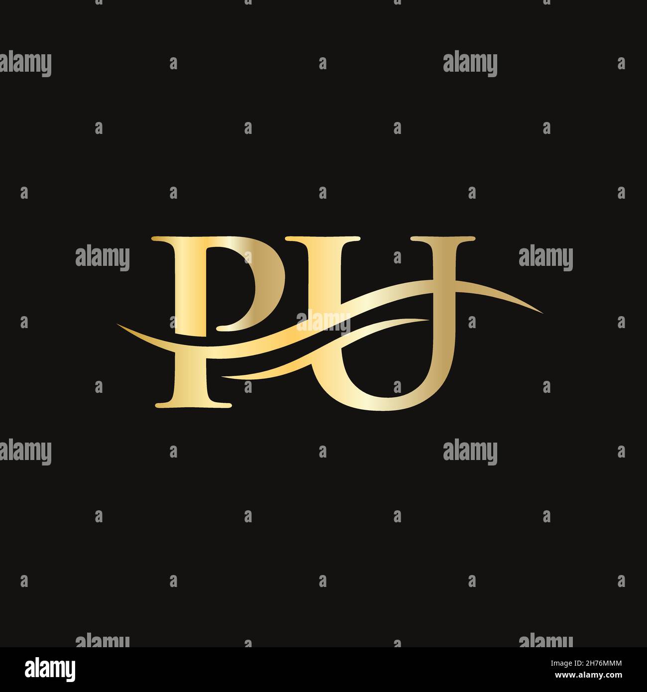 PU logo Design. Premium Letter PU Logo Design with water wave concept ...