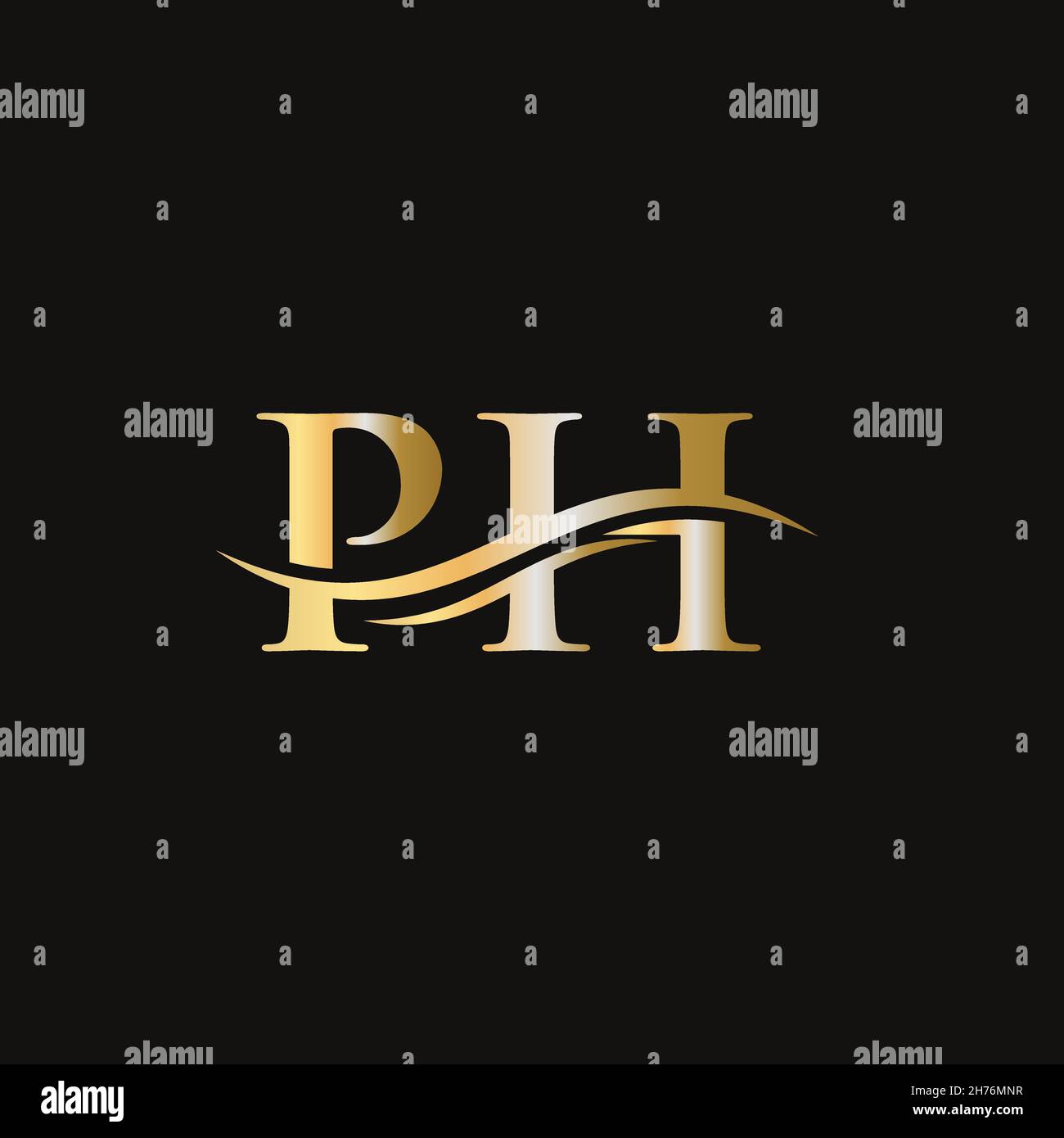 Water Wave PH Logo Vector. Swoosh Letter PH Logo Design for business ...