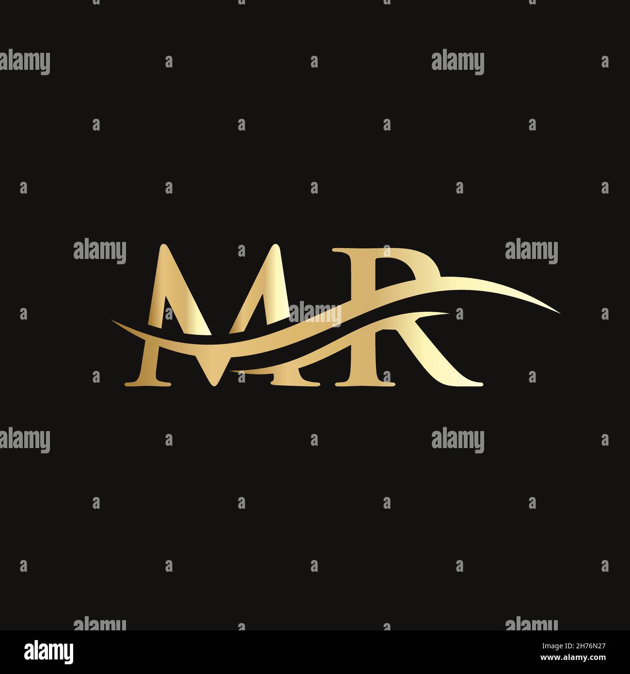 MR logo Design. Premium Letter MR Logo Design with water wave concept ...