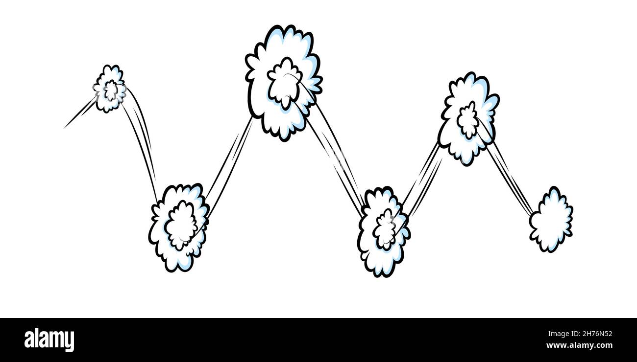 Comic speed effect with clouds. Comic clouds with motion trail lines ...