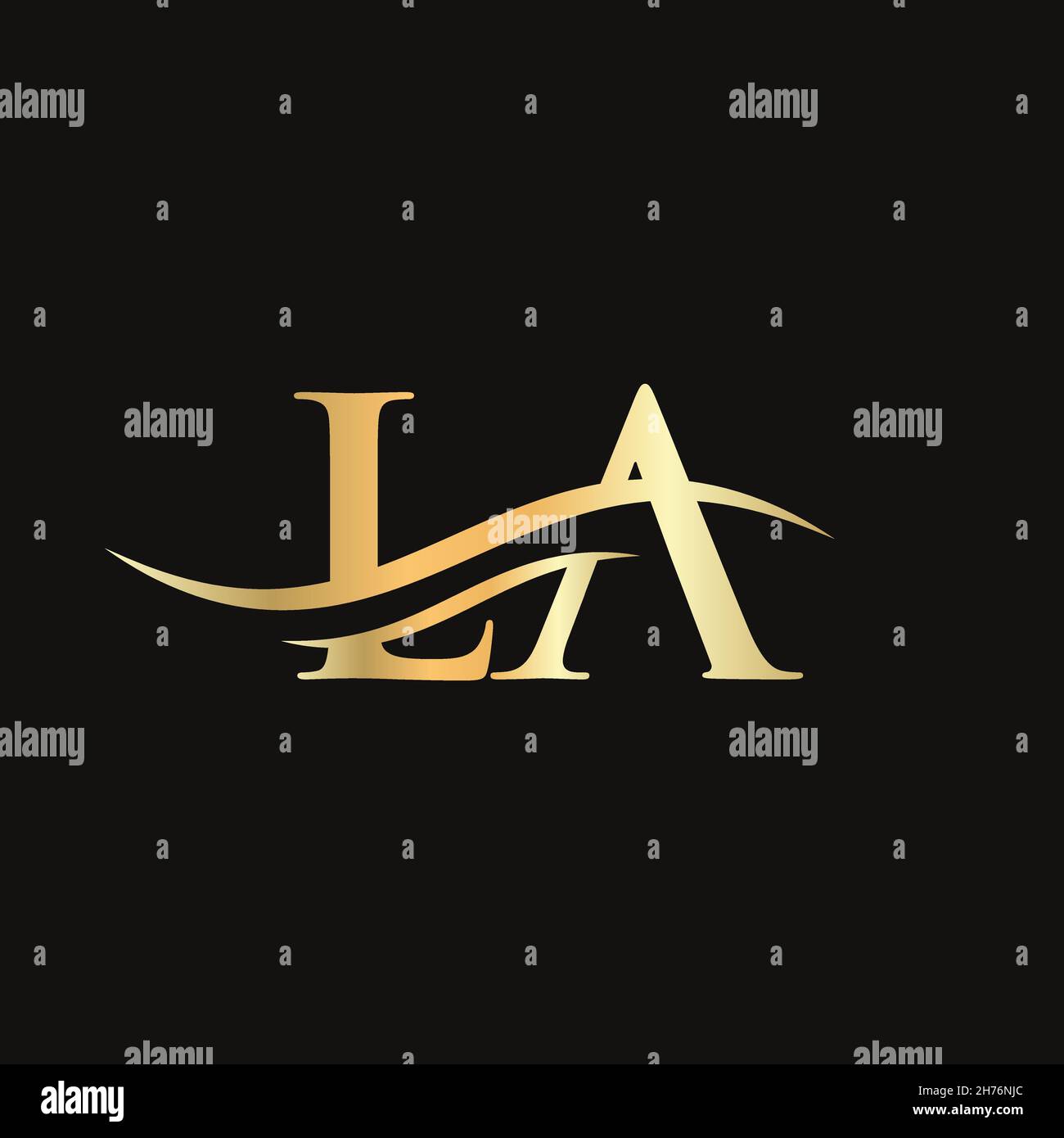 LA logo Design. Premium Letter LA Logo Design with water wave concept ...