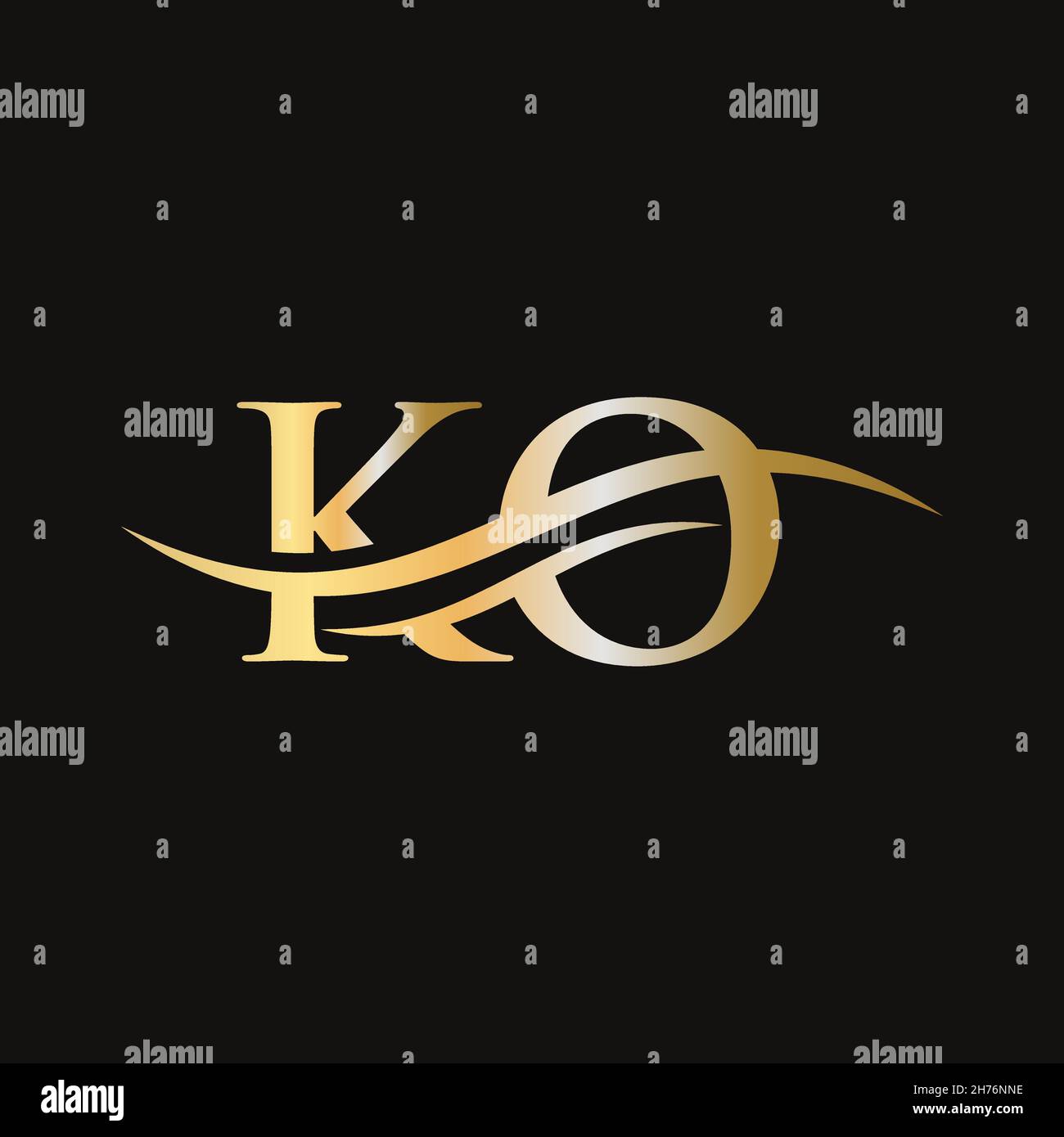 Initial KO letter linked logo vector template. Swoosh letter KO logo ...