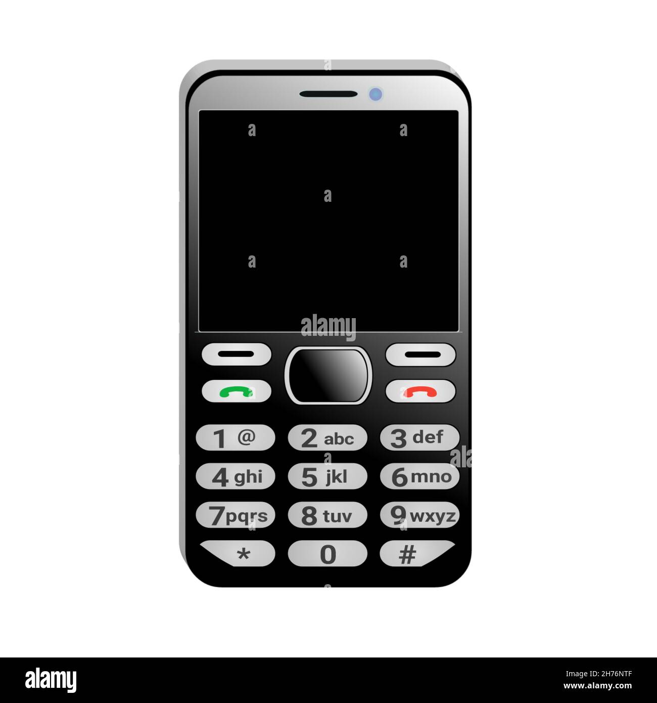 A 3d rendering of a keypad mobile phone against a white background with ...