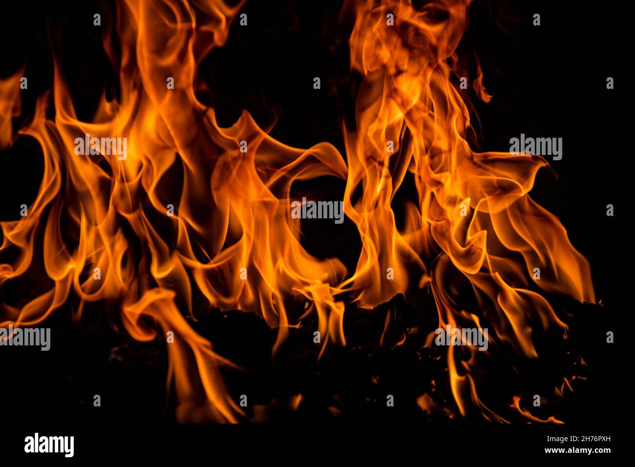 Fire blaze flames on black background. Fire burn flame isolated ...