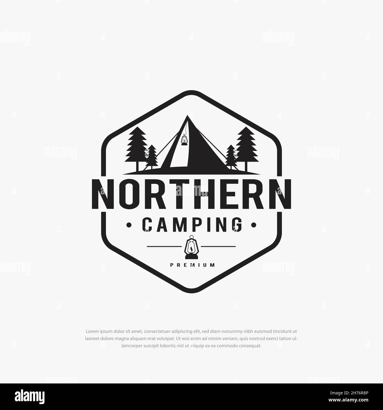 Camping outdoor adventure symbol logo. Camping tent in the forest or ...