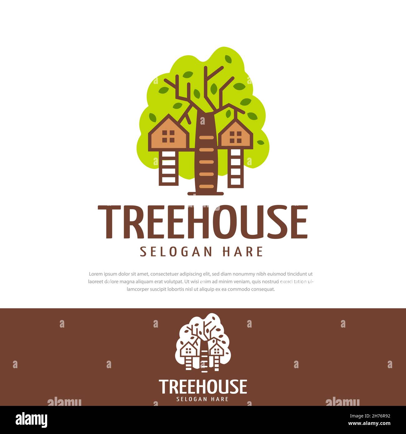 Vector green tree house logo can be used for education, kids icon ...
