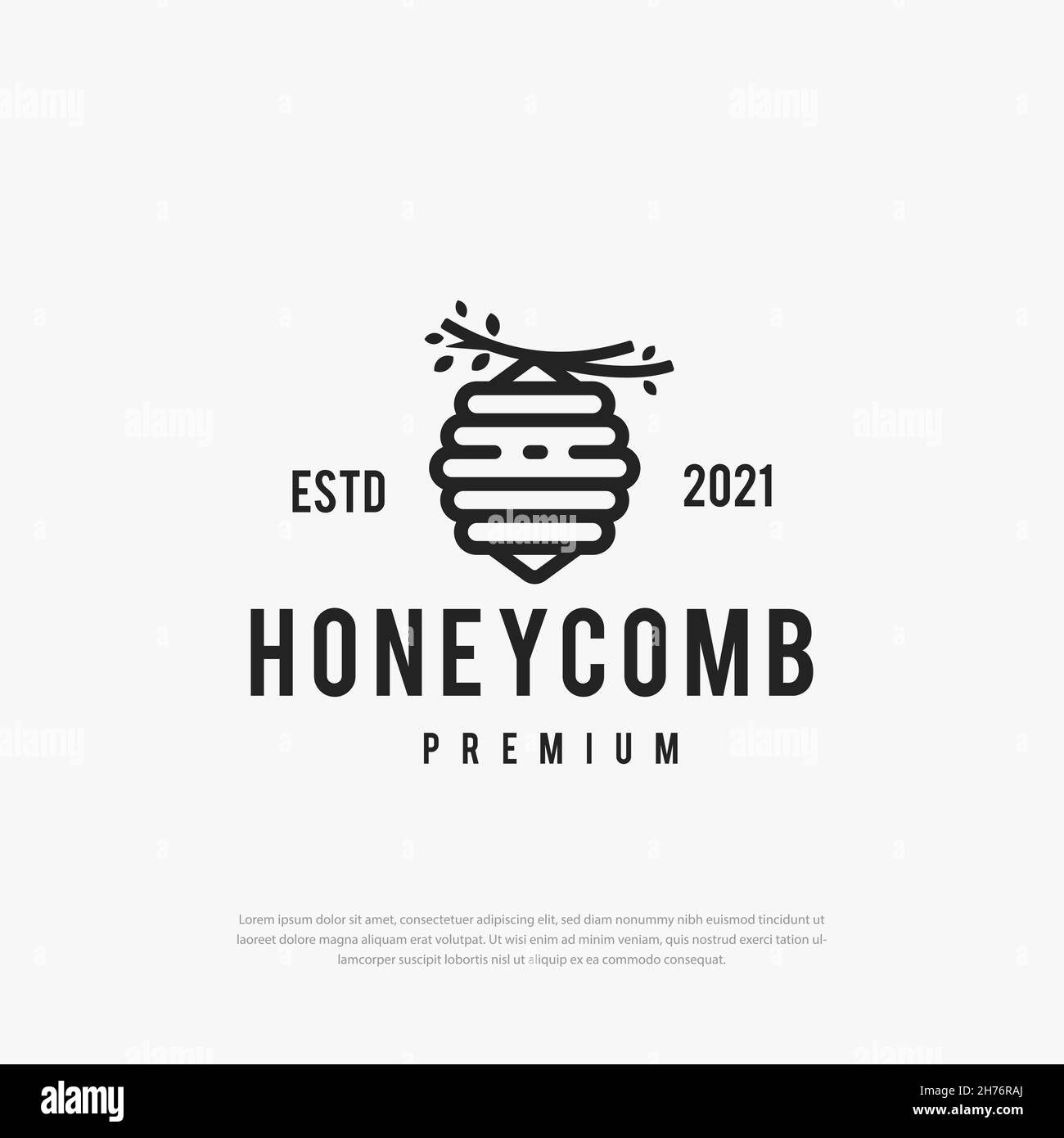 Natural wild bee hive label concept with letter H symbol. Beekeeping ...
