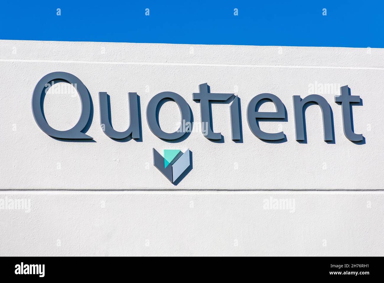 Quotient sign, logo at company headquarters in Silicon Valley, high ...