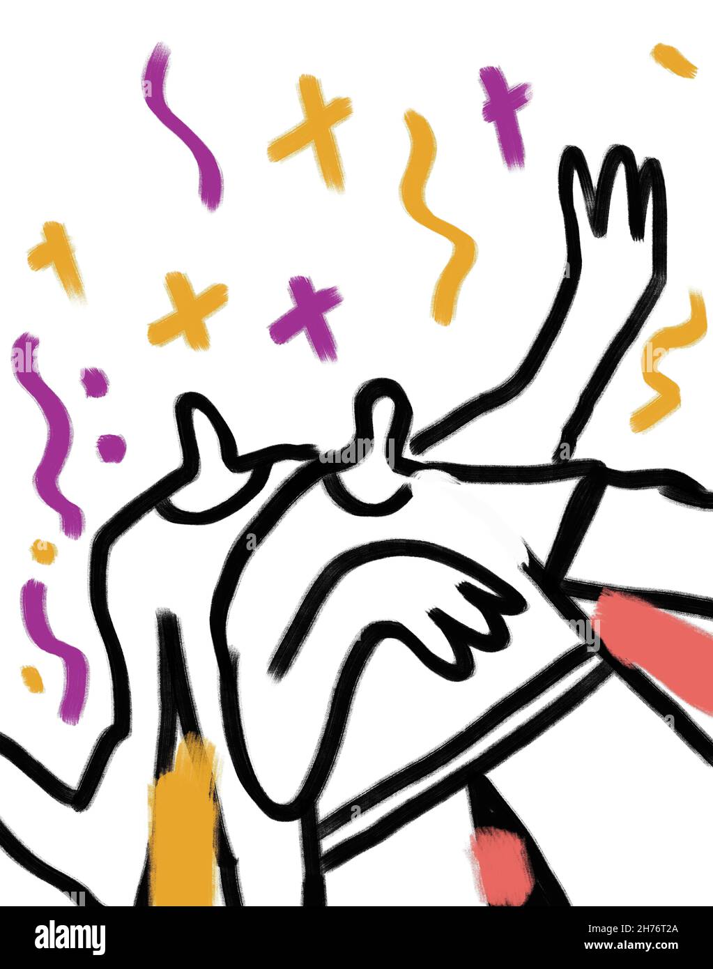 Funny symbolic character in motion and joy , graffiti and bold line art ...