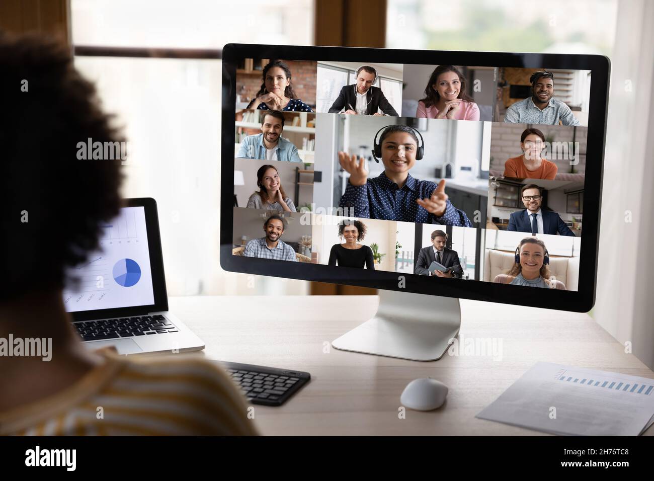 Diverse business team meeting on virtual chat Stock Photo - Alamy