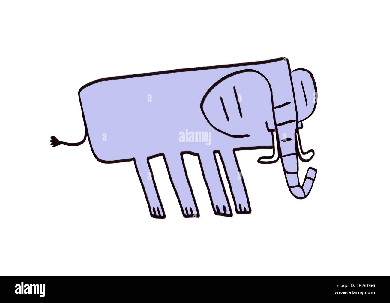 Cheerful elephant square, cute funny cartoon. Lovely illustration with ...
