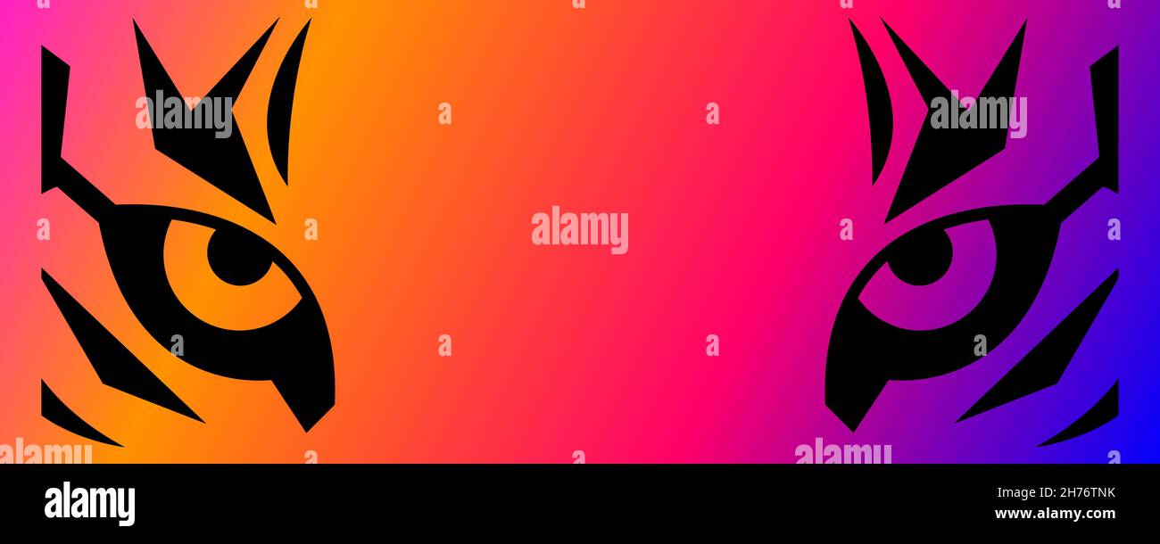 Wide poster with tiger eyes. Sticker with big cat. Print for T-shirt ...