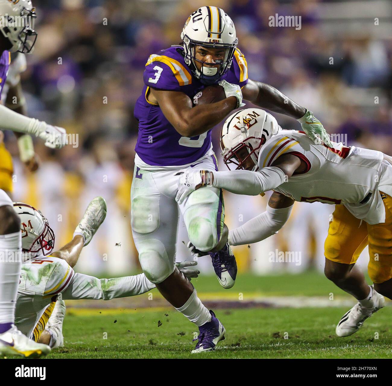 November 20, 2021: LSU RB Tyrion Davis-Price #3 tries to power through ...