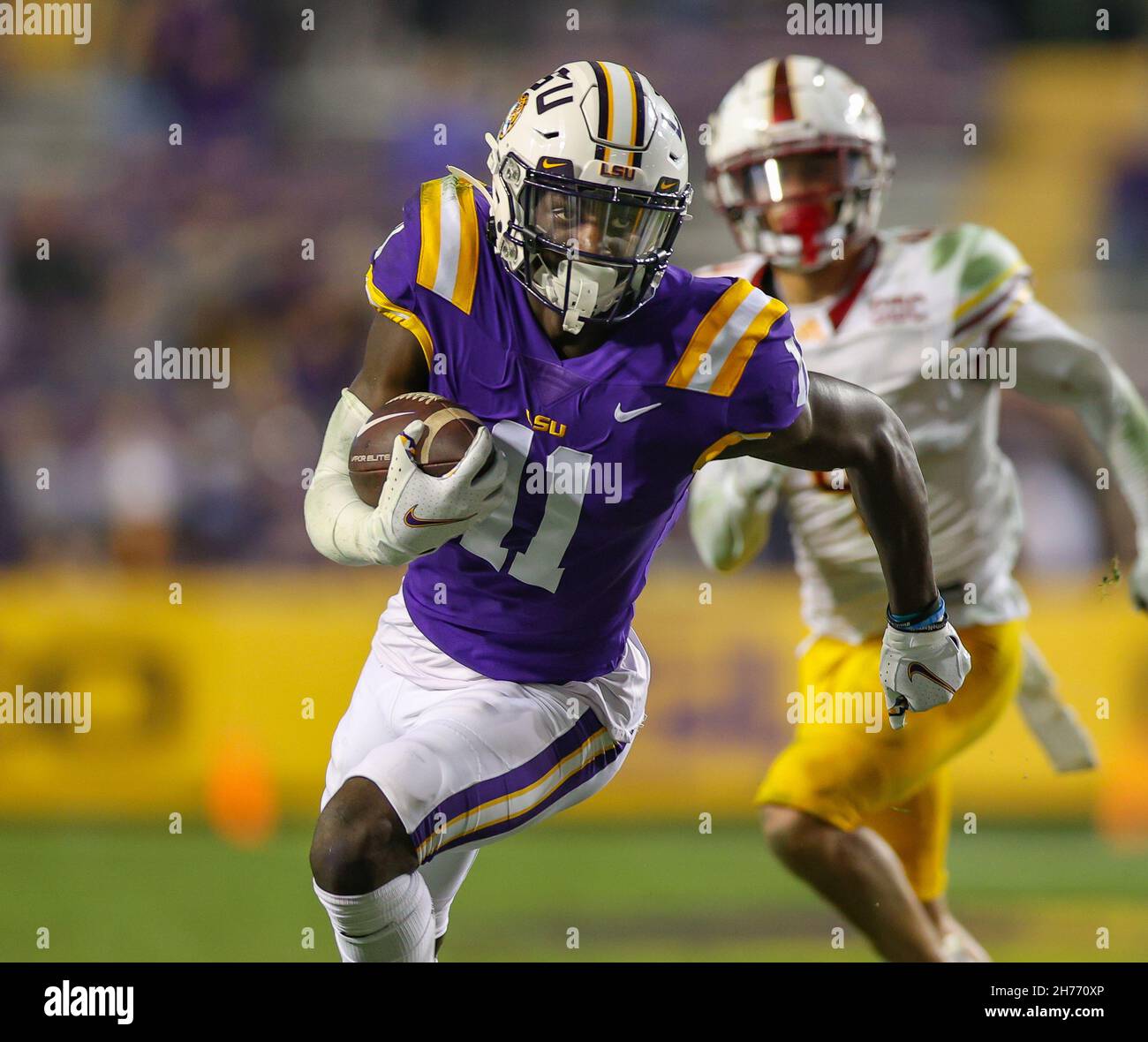 November 20, 2021: LSU's Brian Thomas Jr. #11 bursts into the open ...