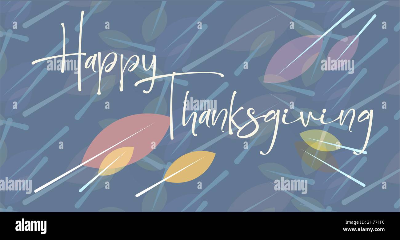 Happy Thanksgiving text with calligraphic script on fallen autumn ...