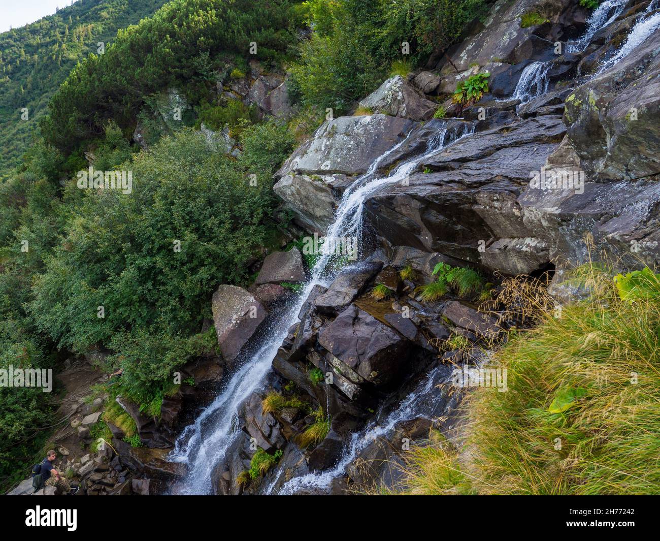 Waterfall under the peak of Hoverla Stock Photo - Alamy