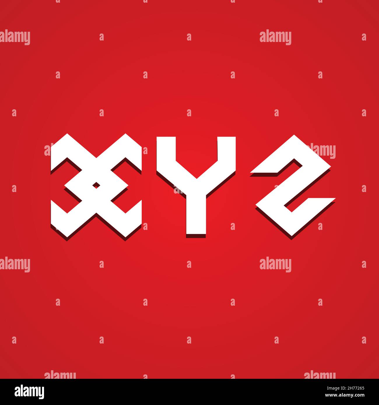 Red, white and black style Typography alphabet letters isolated on red ...