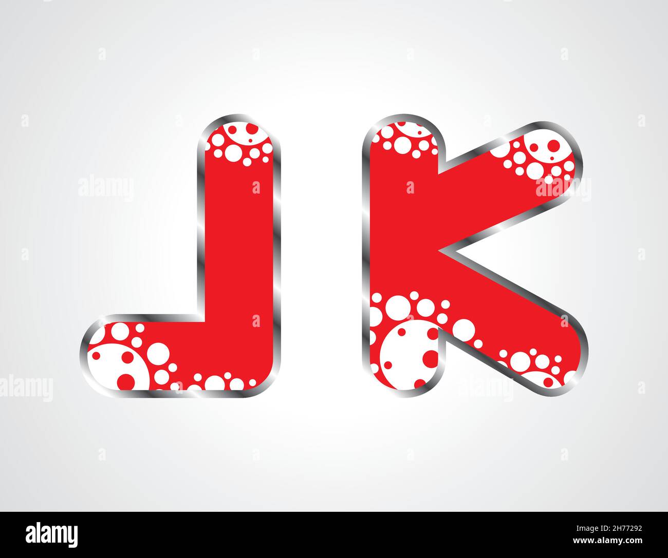 Red, white and black style Typography alphabet letters isolated on red ...