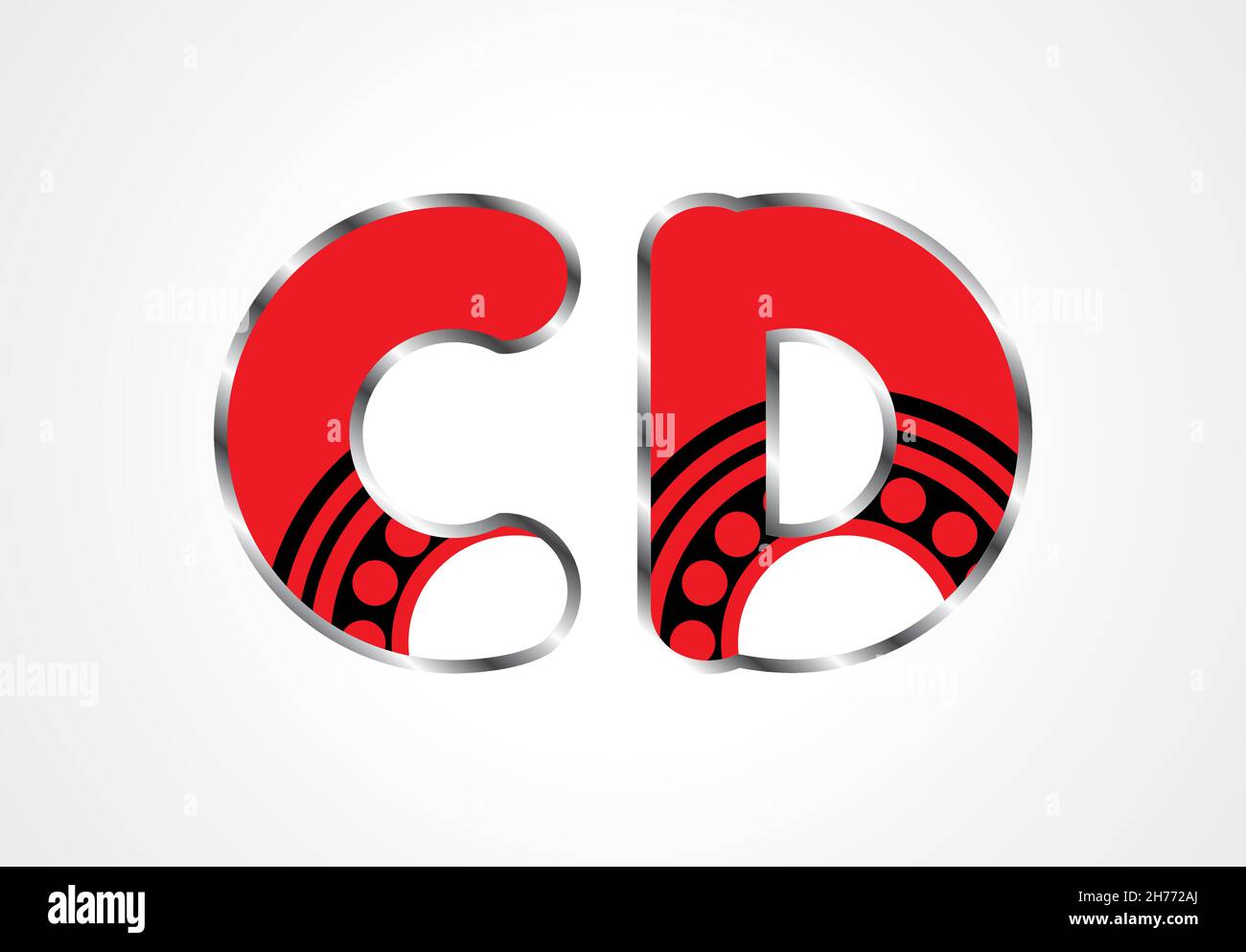 Red, white and black style Typography alphabet letters isolated on red ...