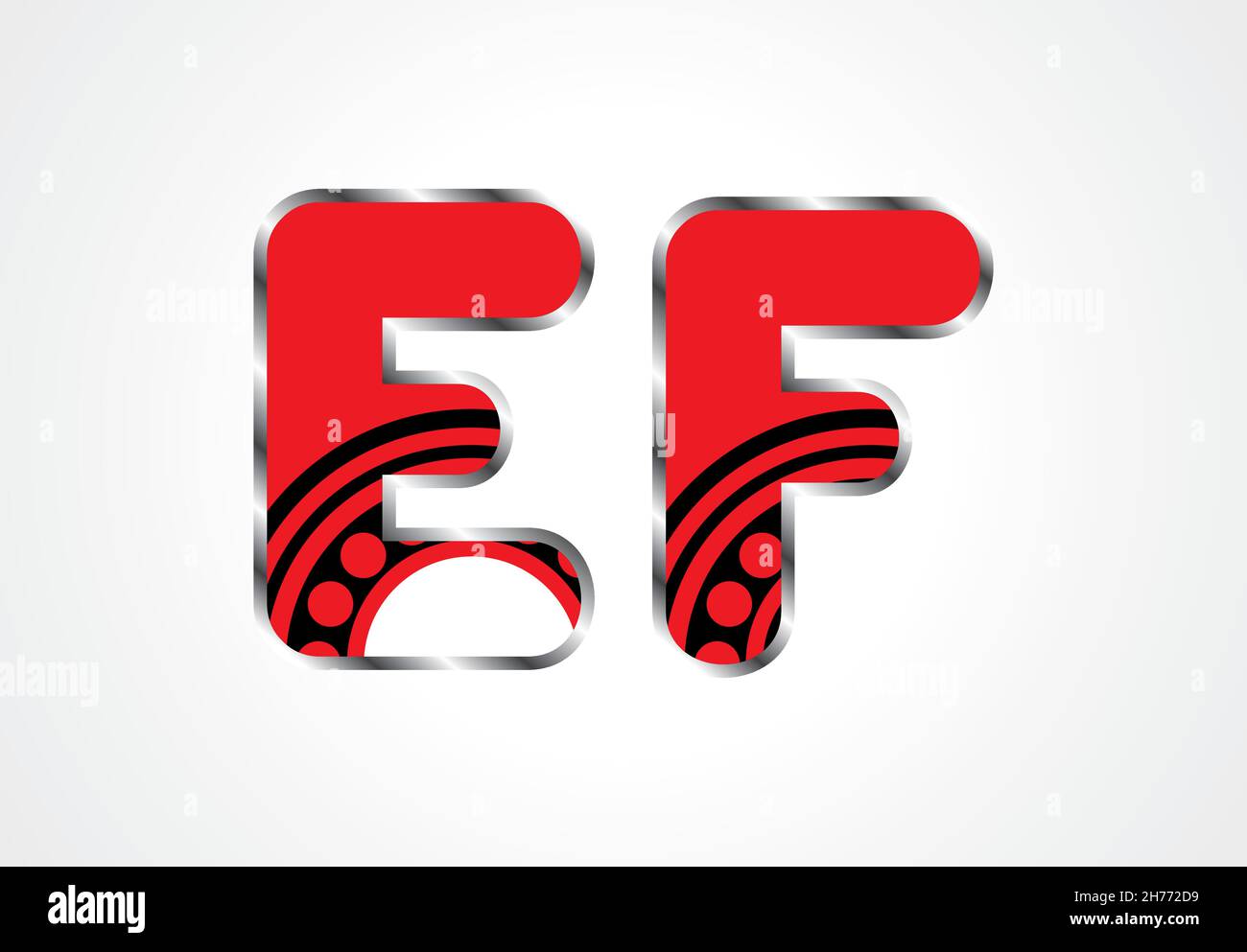 Red, white and black style Typography alphabet letters isolated on red ...