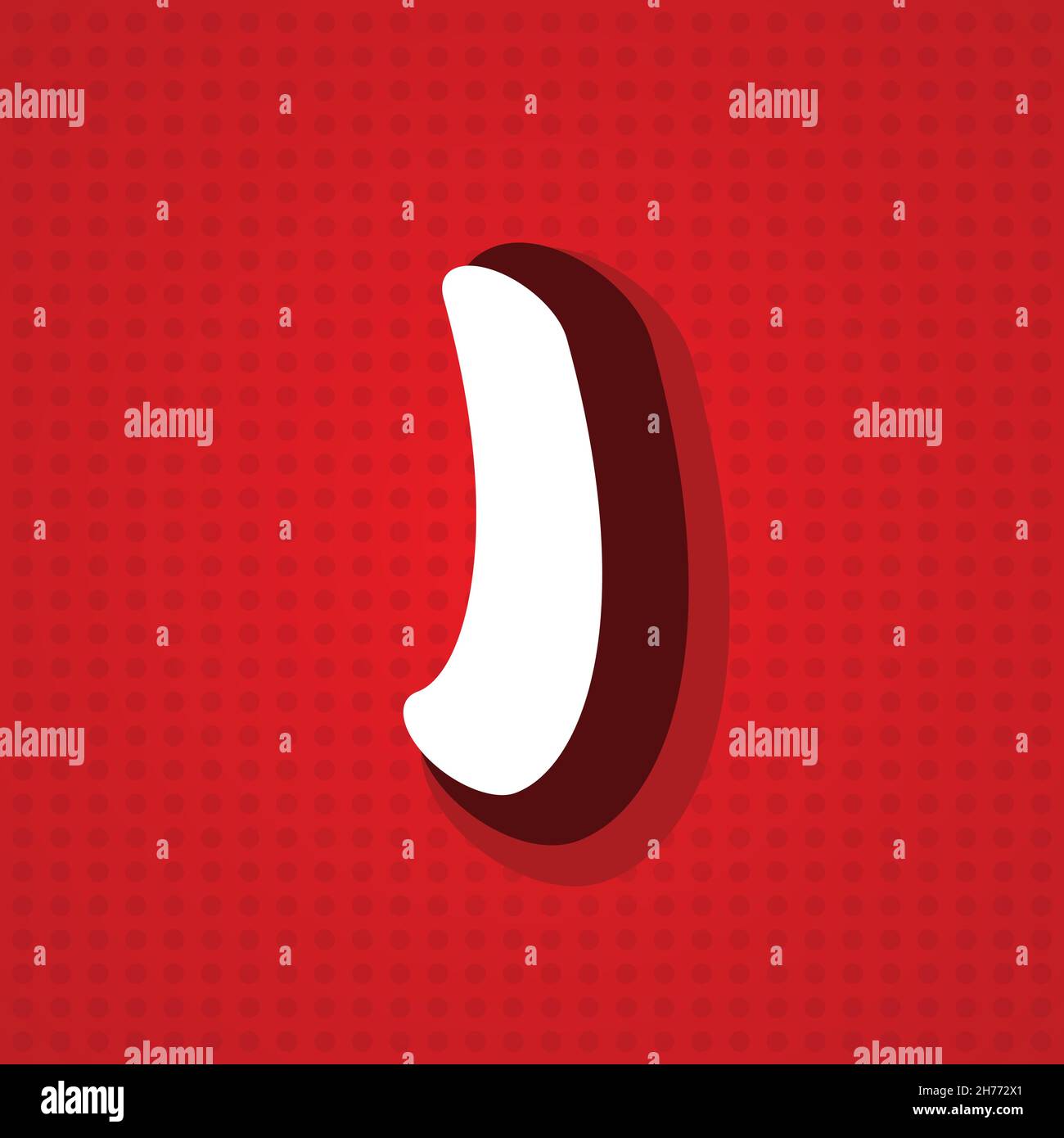 Red, white and black style Typography alphabet letters isolated on red ...