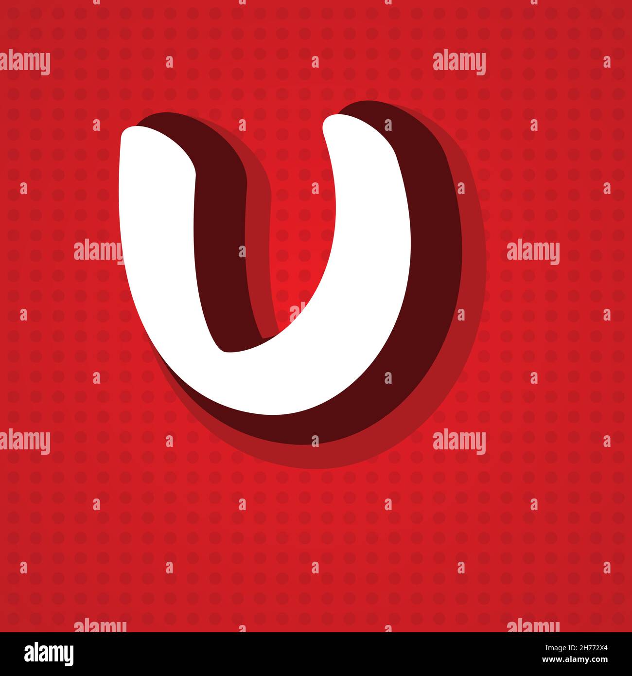Red, white and black style Typography alphabet letters isolated on red ...