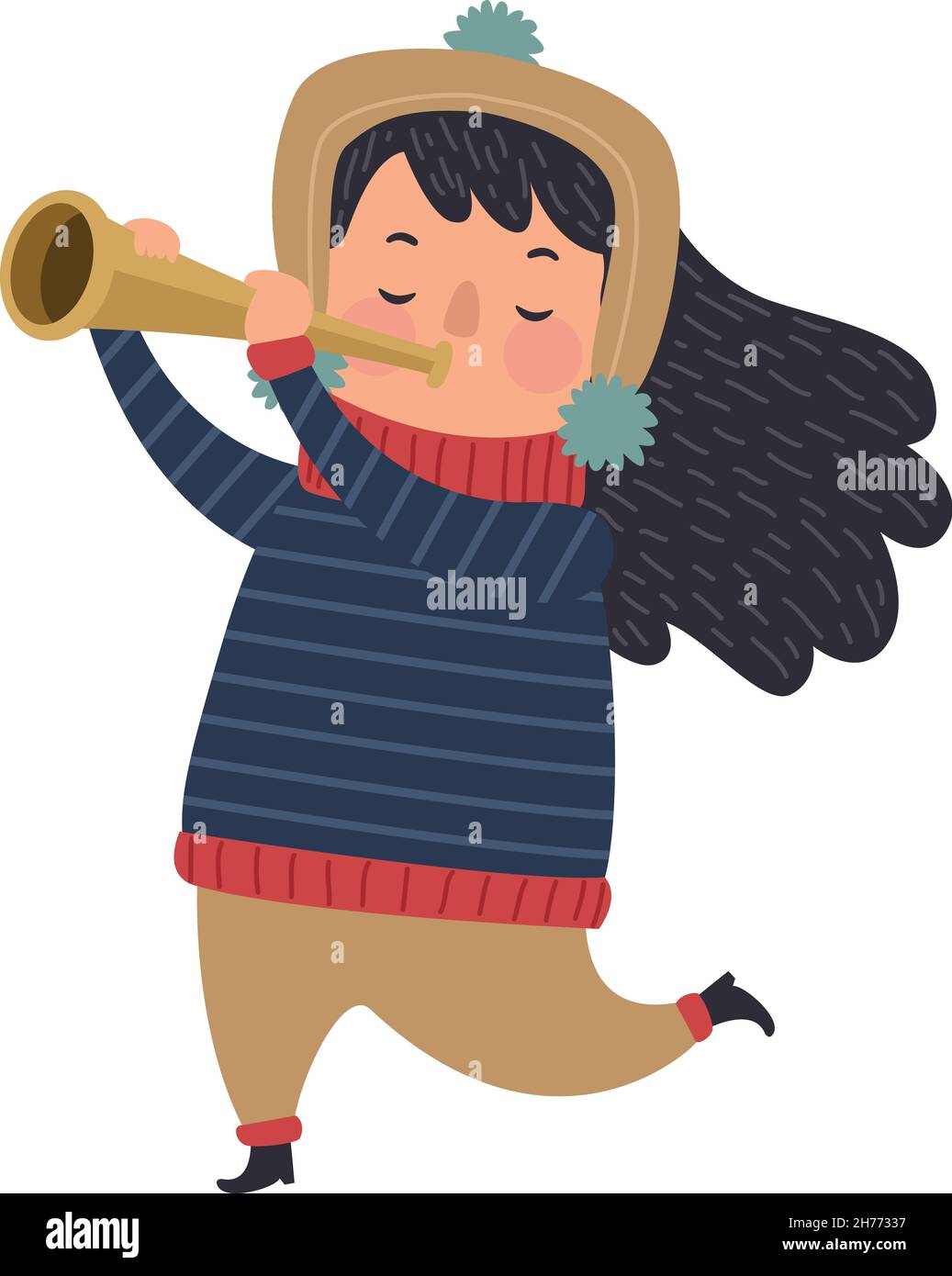 Girl playing trumpet Stock Vector Images - Alamy