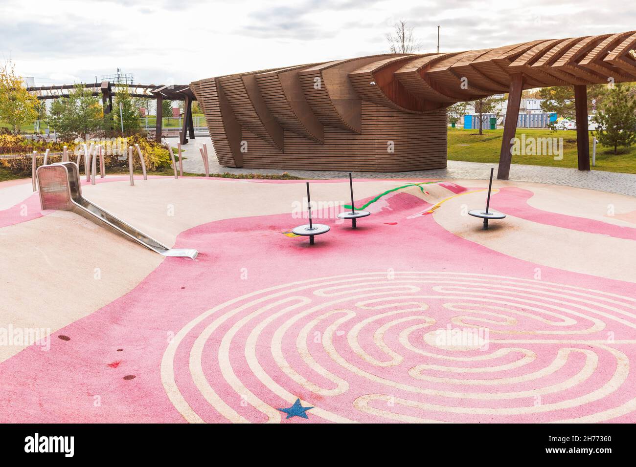 children's pink playground new modern style minimalistic design yard ...