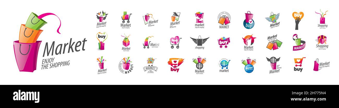 A set of vector Market logos on a white background Stock Vector Image ...