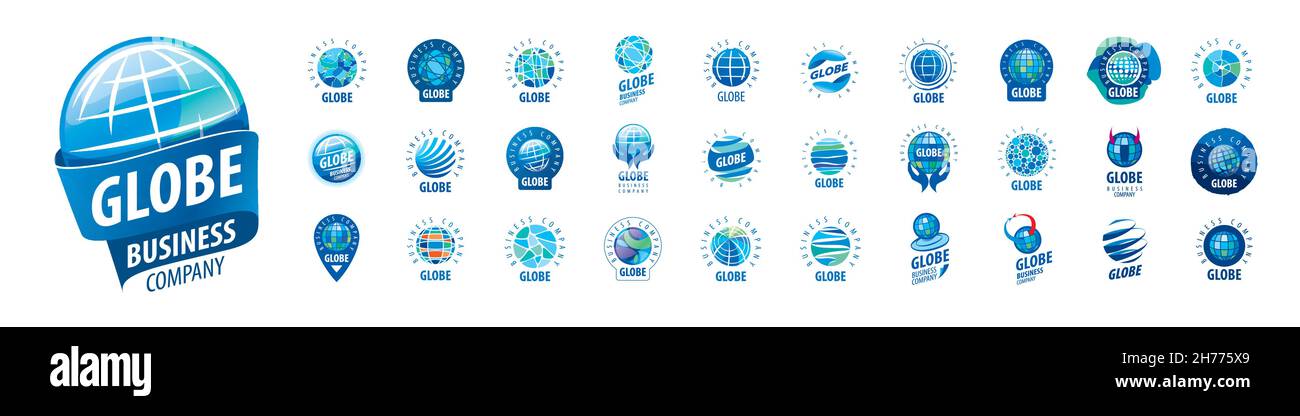 A set of vector logos of the Globe on a white background Stock Vector ...