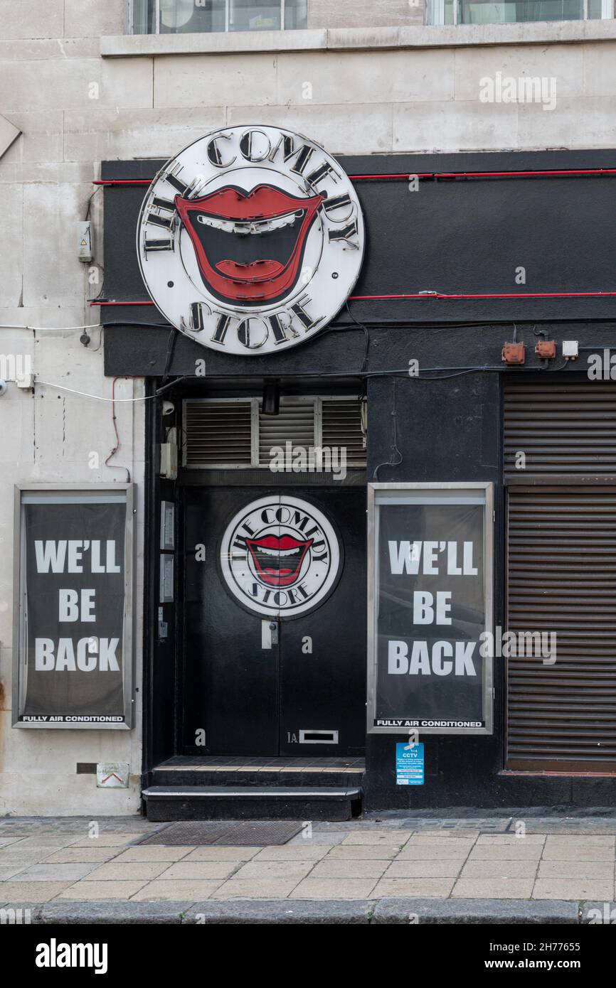 LONDON, UK - JULY 14, 2021: Exterior view of the Comedy Store in ...