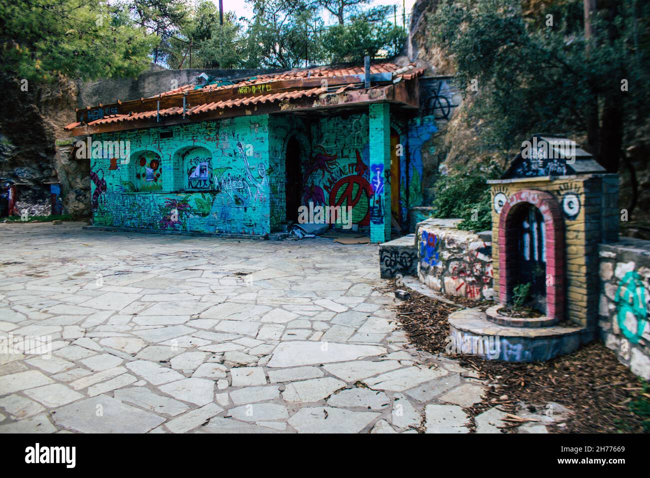 Athens, Greece - November 20, 2021 Stréfi Hill is a urban nature park ...