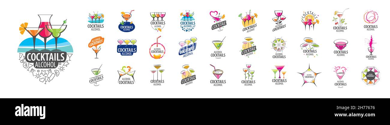 A set of vector Cocktail logos on a white background Stock Vector Image ...