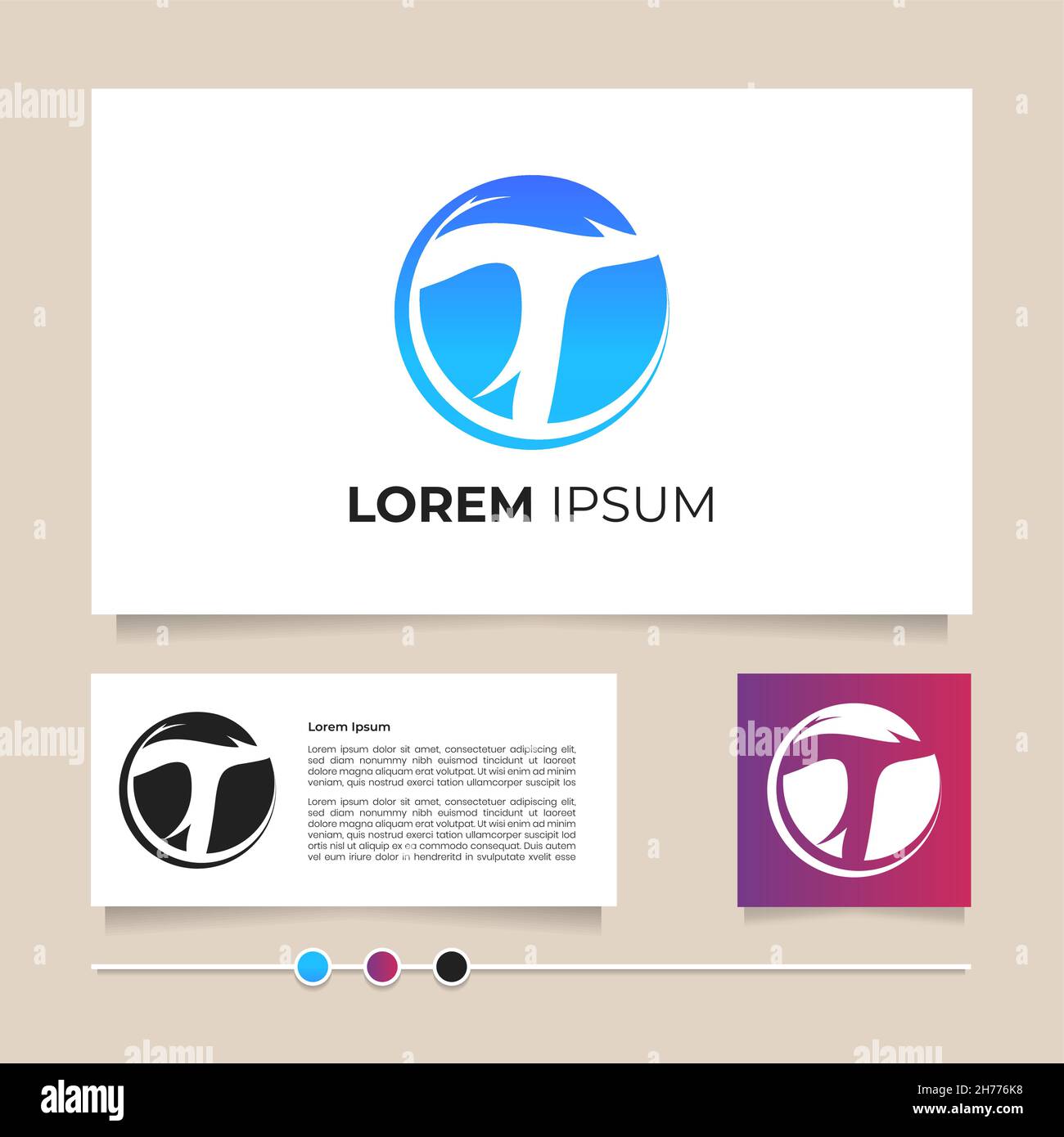 T logo design for brand business with modern blue color. Creative ...