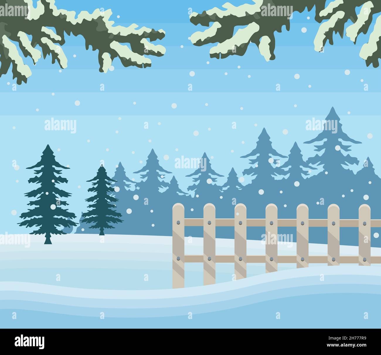 Wooden snowscape Stock Vector Images - Alamy