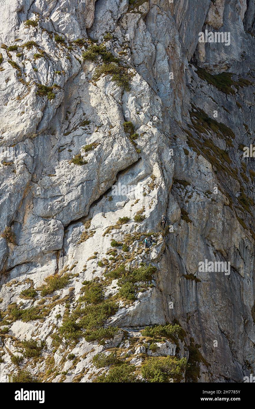 Group of climbers climb Kreuzberg I. - east side of Chruezberg ridge ...