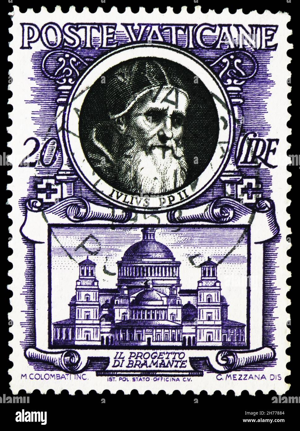 MOSCOW, RUSSIA - OCTOBER 25, 2021: Postage stamp printed in Vatican ...