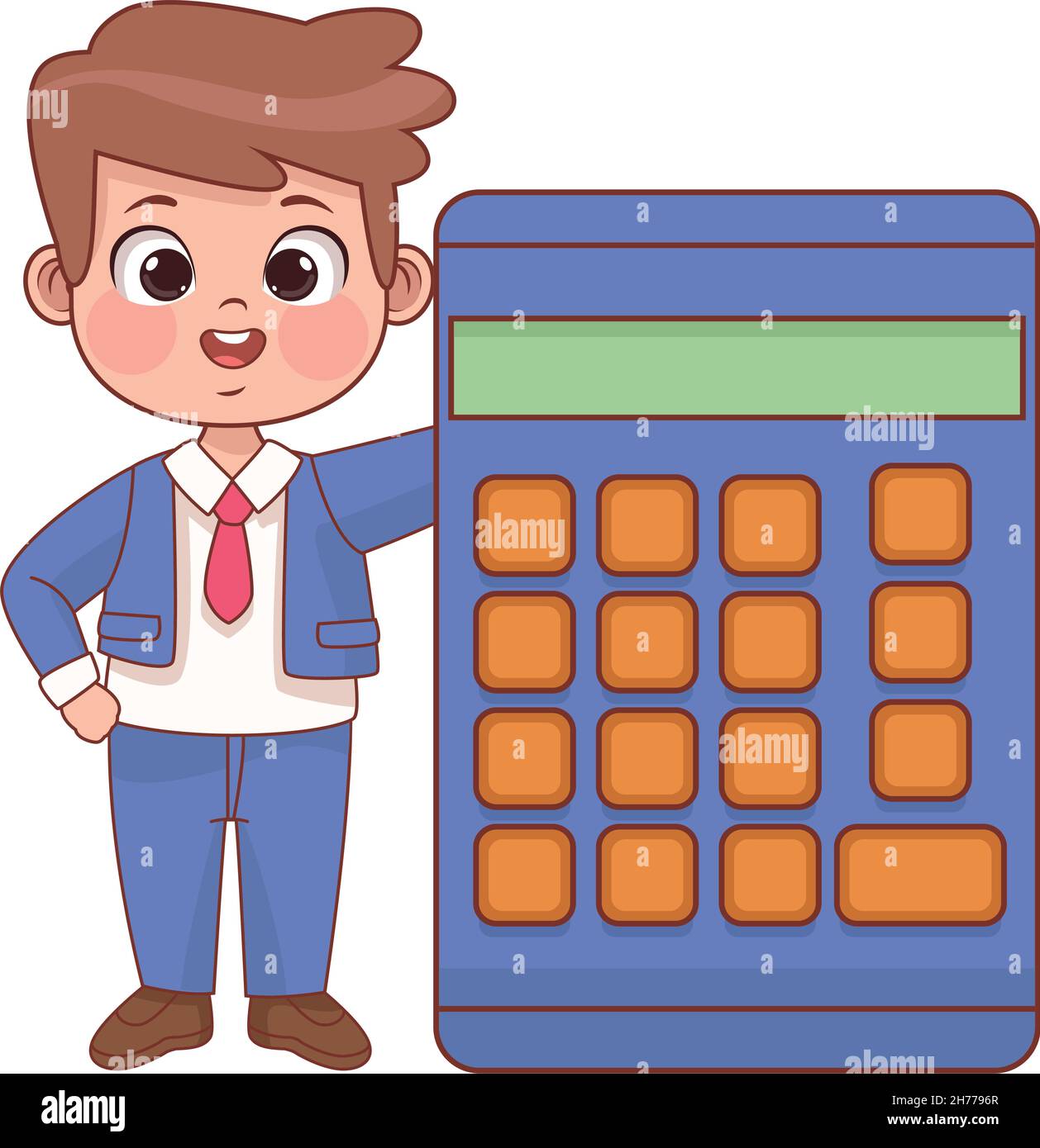 schoolboy with calculator Stock Vector Image & Art - Alamy