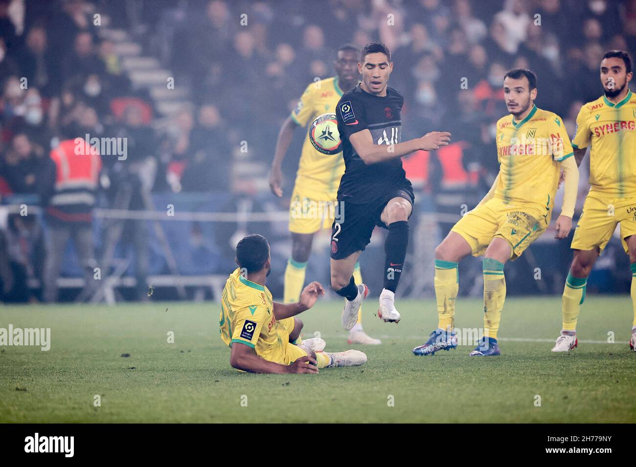 Achraf HAKIMI of PSG in action during the French championship soccer ...