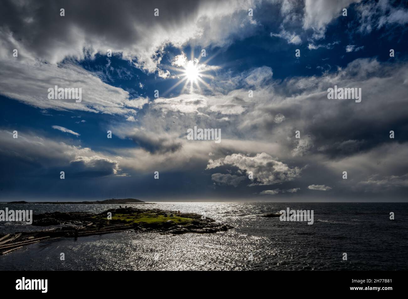 The Victoria Waterfront along Dallas Road under a cloudy dramatic sky ...