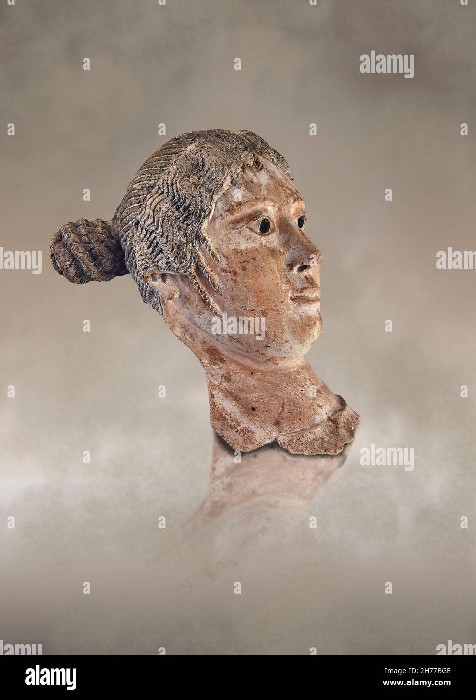 Roman Egyptian mummy mask of a women, 2nd cent AD, painted paster ...