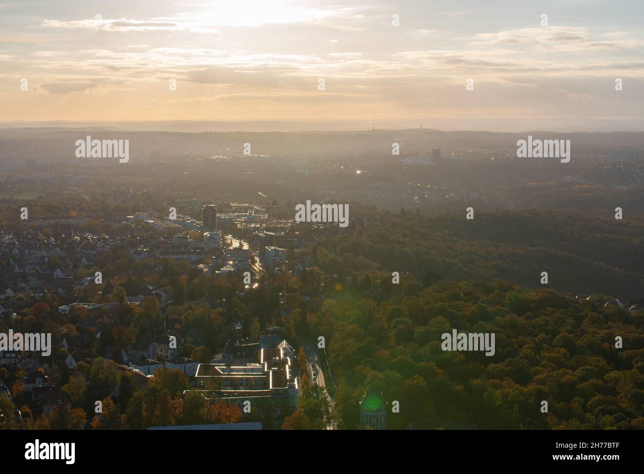 An aerial view of the Stuttgart cityscape at sunset Stock Photo - Alamy