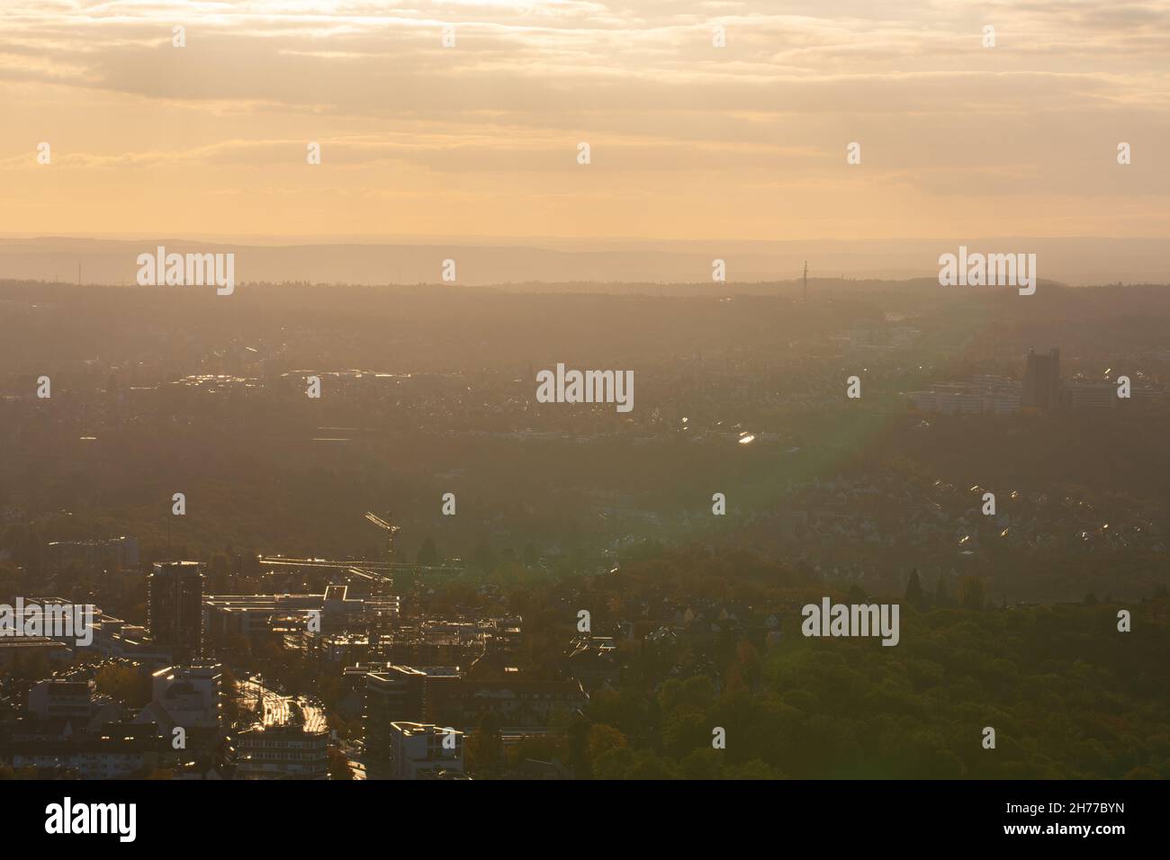 An aerial view of the Stuttgart cityscape at sunset Stock Photo - Alamy